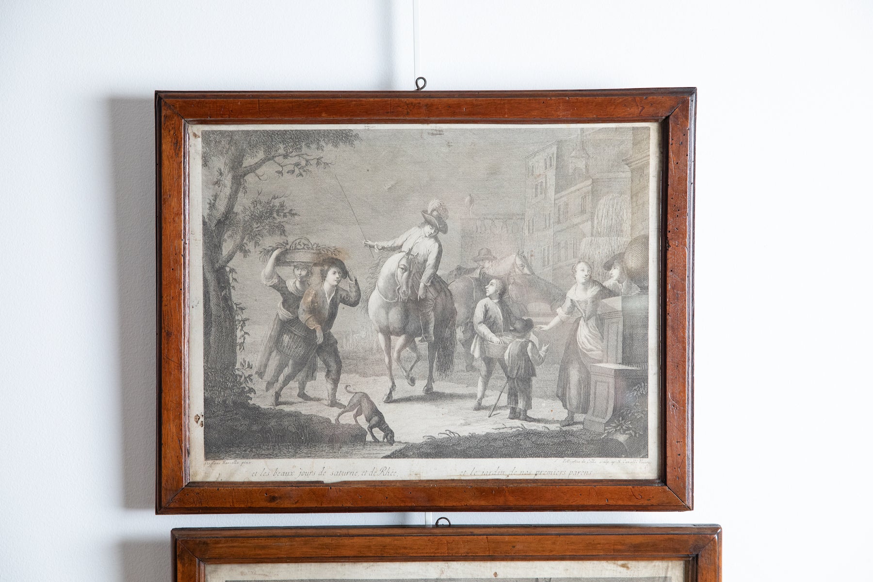 Pair of Engravings of Genre Scenes in Walnut Frames – ROBUCK