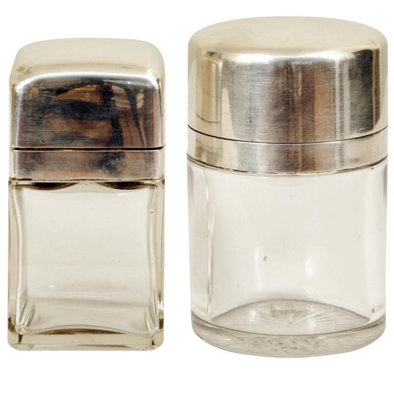 Pair of Glass and Sterling Silver Vanity Receptacles – ROBUCK