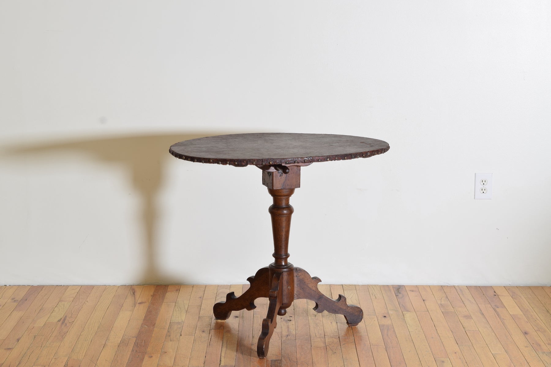 Near Pair of Walnut and Embossed Canvas Tilt-Top Tables – ROBUCK